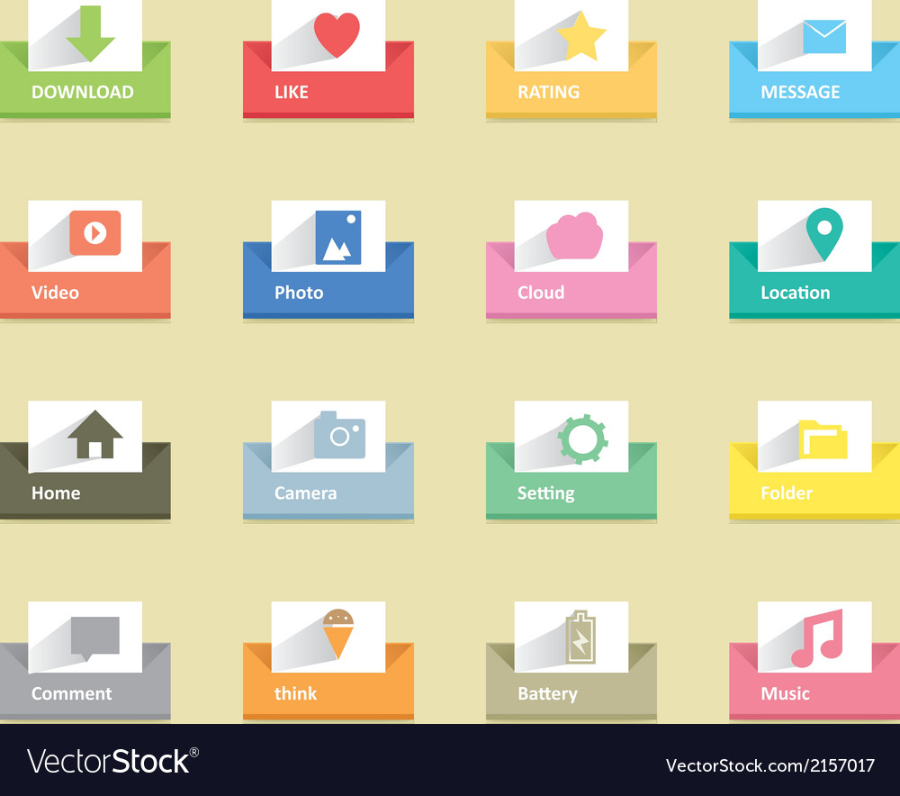 Long shadow button icon Royalty Free Vector Image