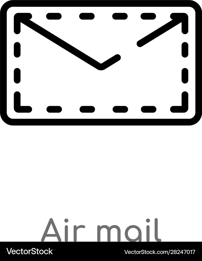 Outline air mail icon isolated black simple line Vector Image