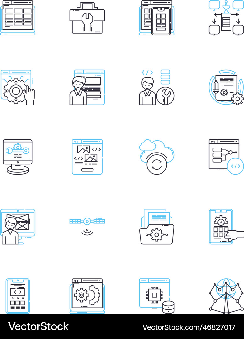 Personal enrichment linear icons set growth Vector Image