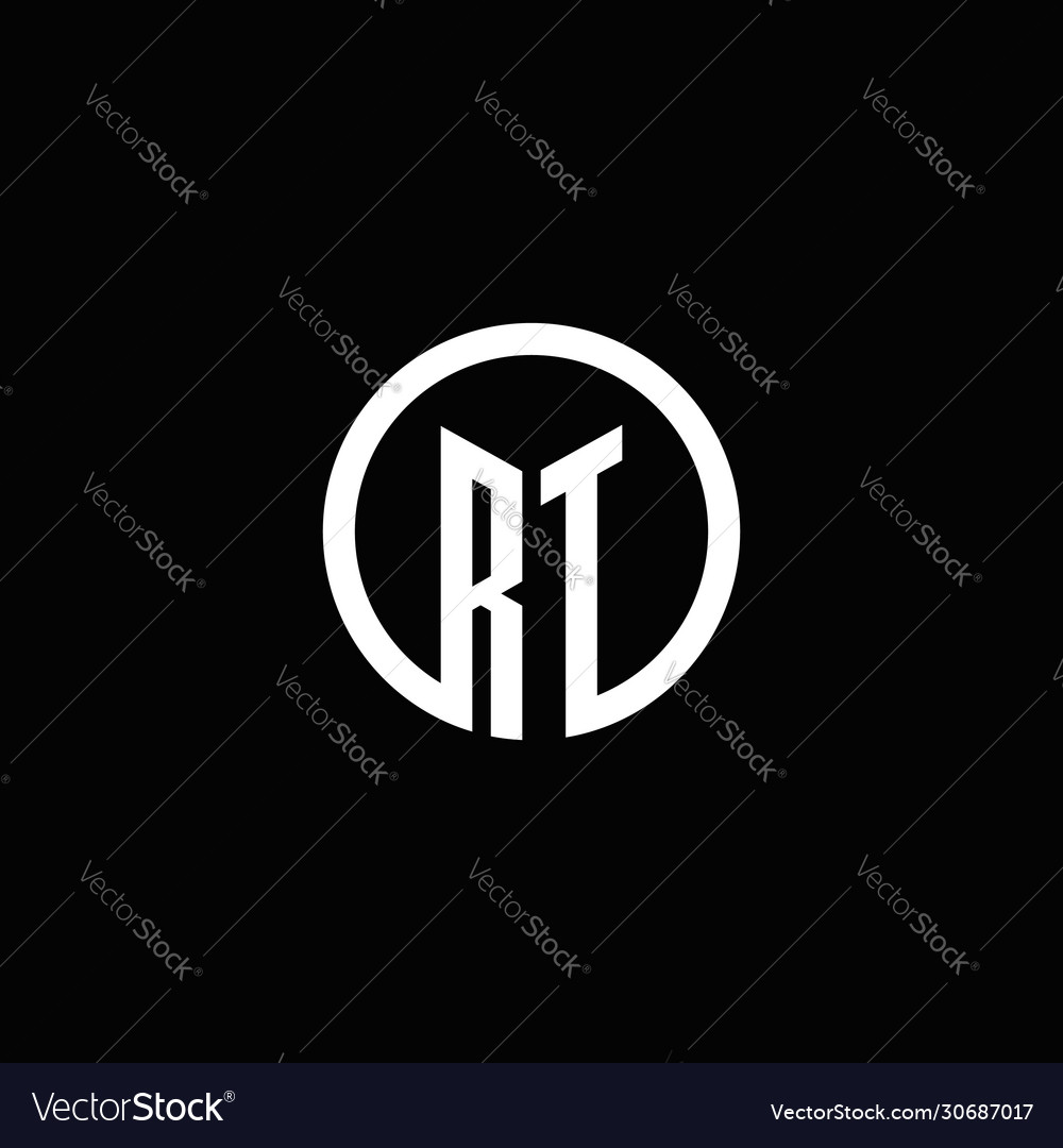 Rt monogram logo isolated with a rotating circle Vector Image