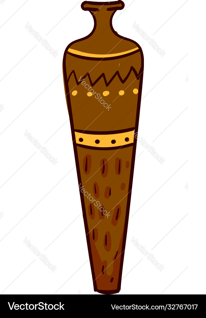 Thin brown vase on white background Royalty Free Vector