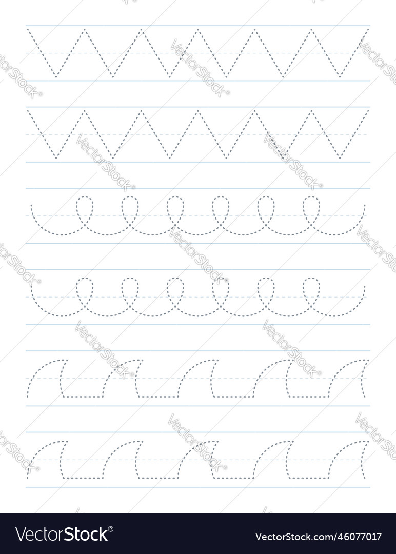 Tracing lines practice sheet for kids Royalty Free Vector