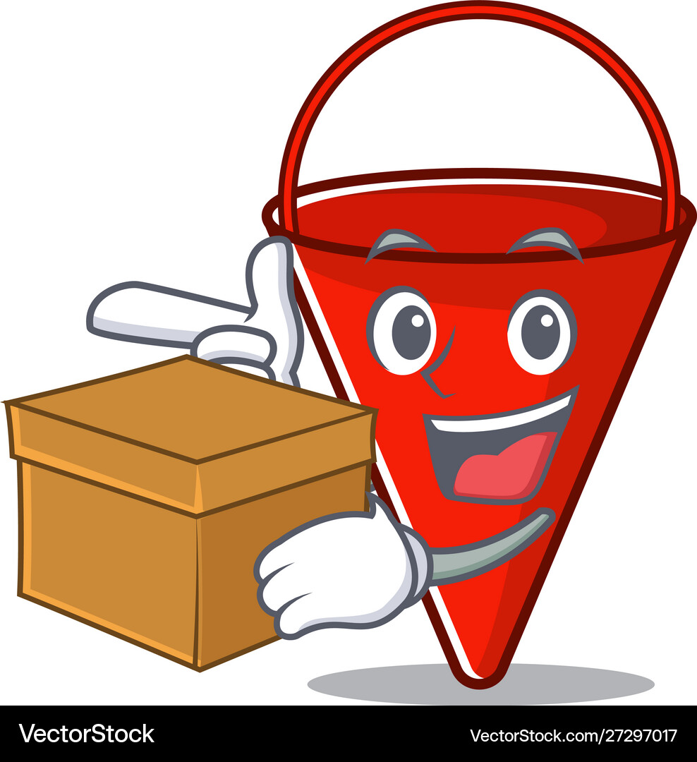 With box fire bucket isolated with cartoon Vector Image