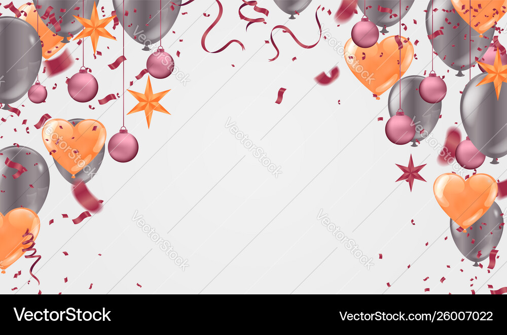 Background Colored Streamers Confetti Balloons Vector Image