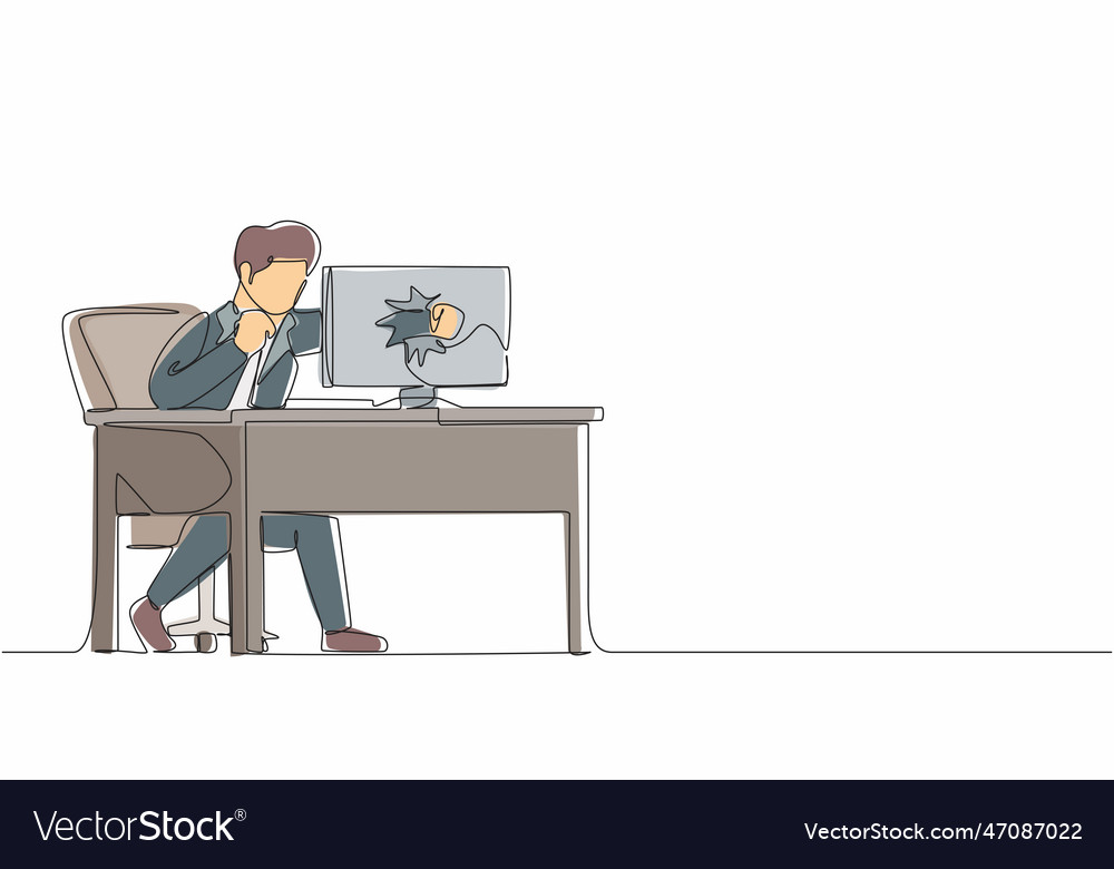 Continuous one line drawing angry businessman Vector Image Continuous one line drawing angry businessman Vector Image