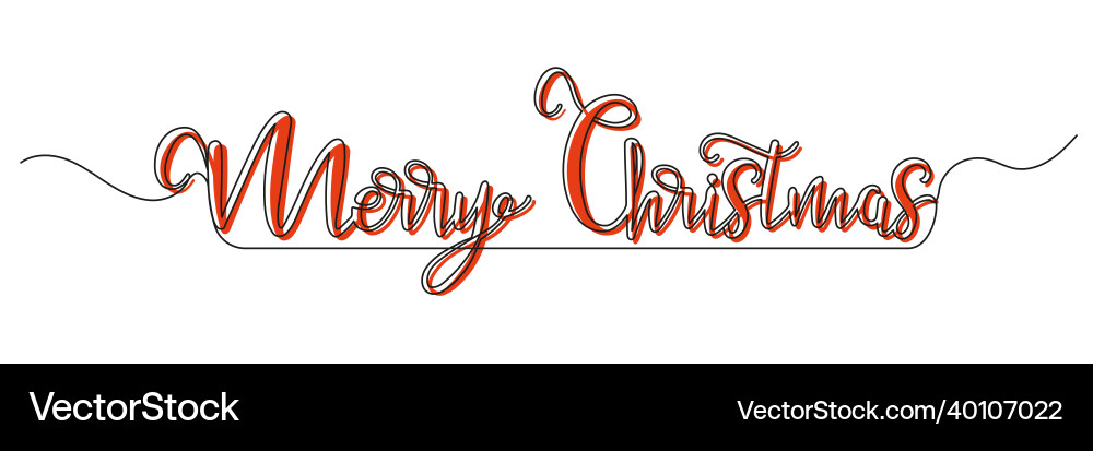 Continuous single line drawing of lettering merry Vector Image