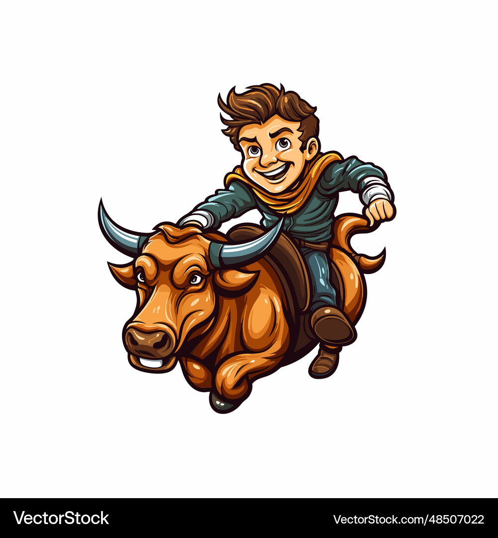 Cowboy riding a bull rodeo Royalty Free Vector Image