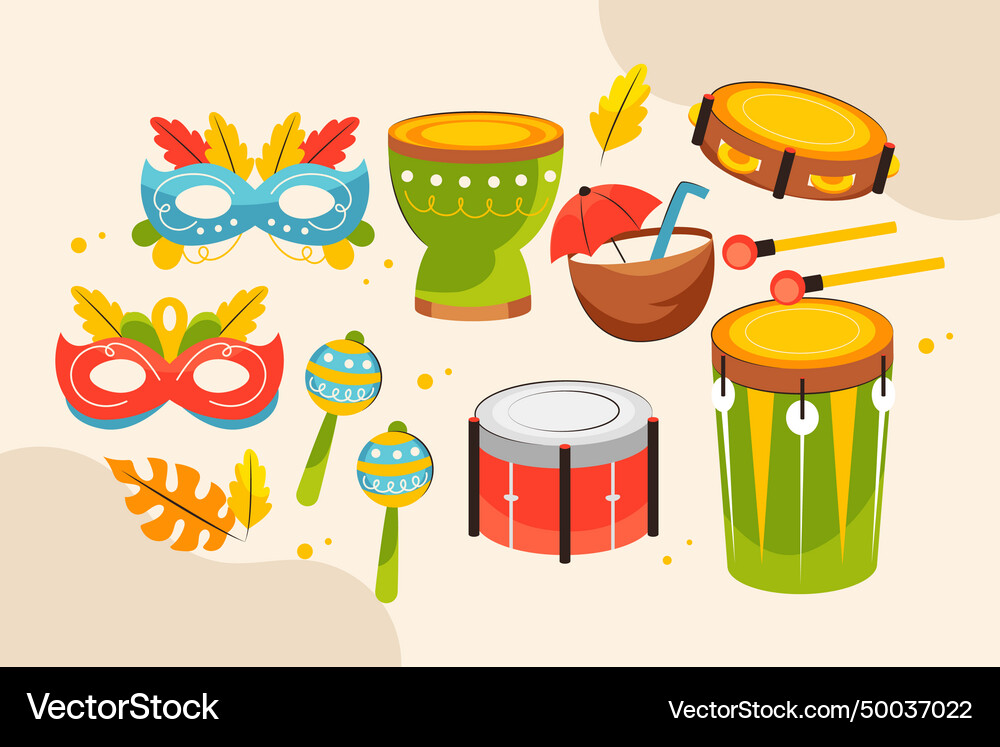 Elements set brazilian carnival celebration Vector Image