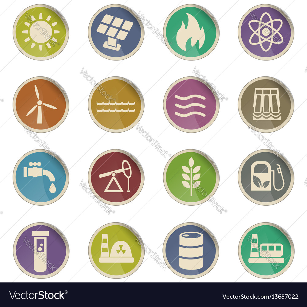 Fuel and power icon set Royalty Free Vector Image