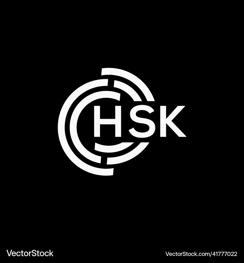 Hsk letter logo design on black background Vector Image