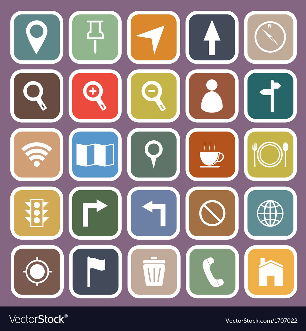 Map flat icon on purple background Royalty Free Vector Image