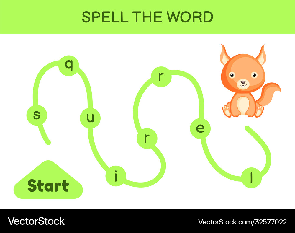 Maze for kids spelling word game template learn Vector Image