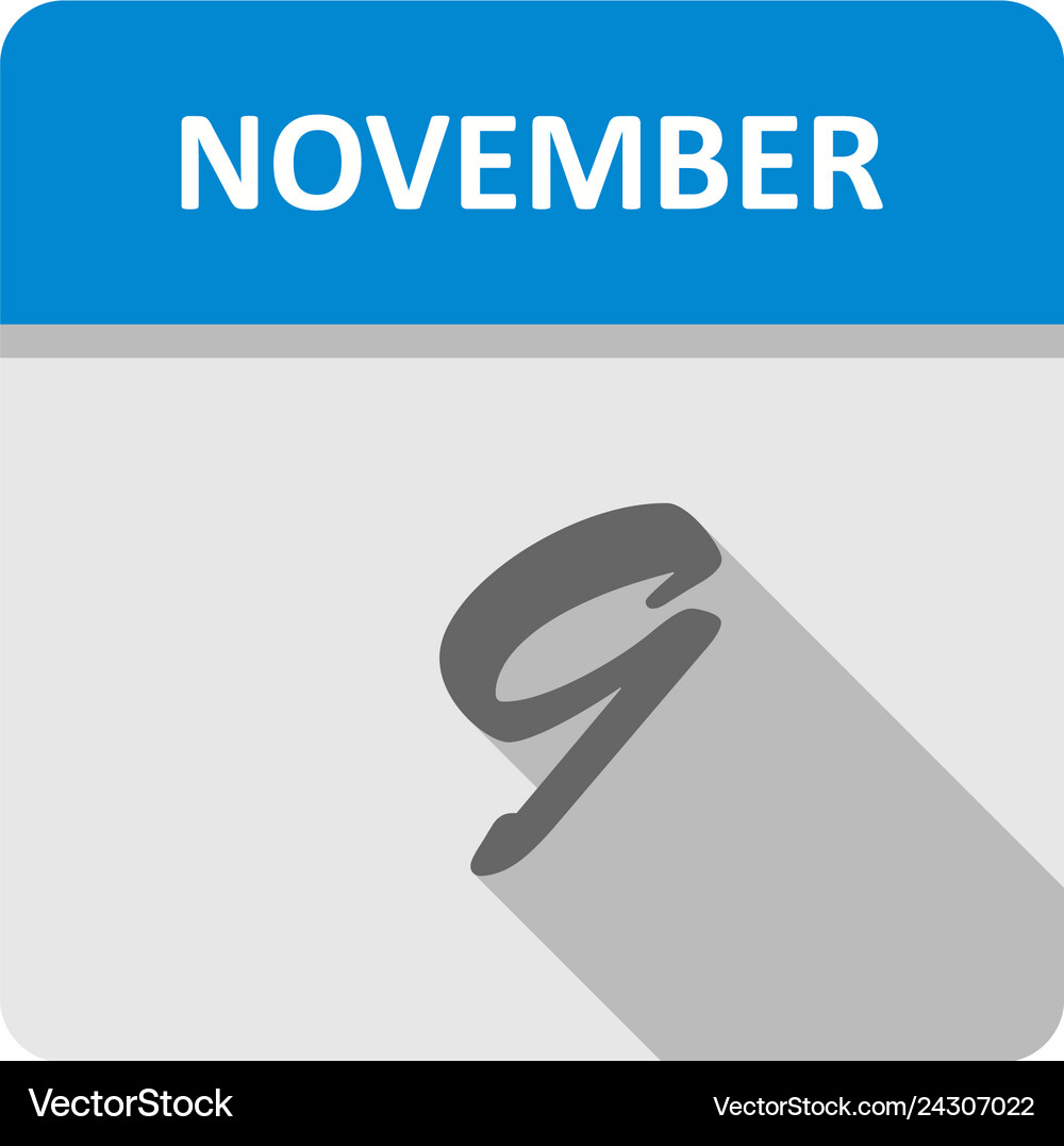 November 9th date on a single day calendar Vector Image