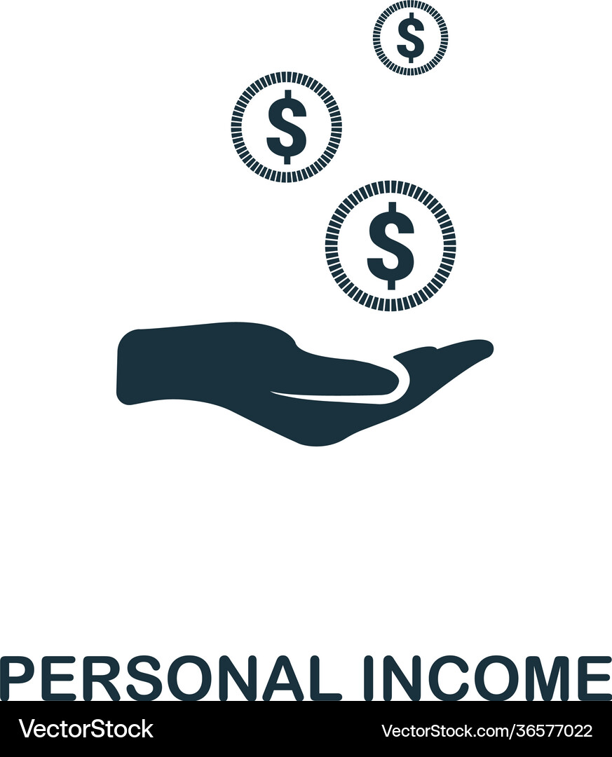 Personal income icon line style design from Vector Image