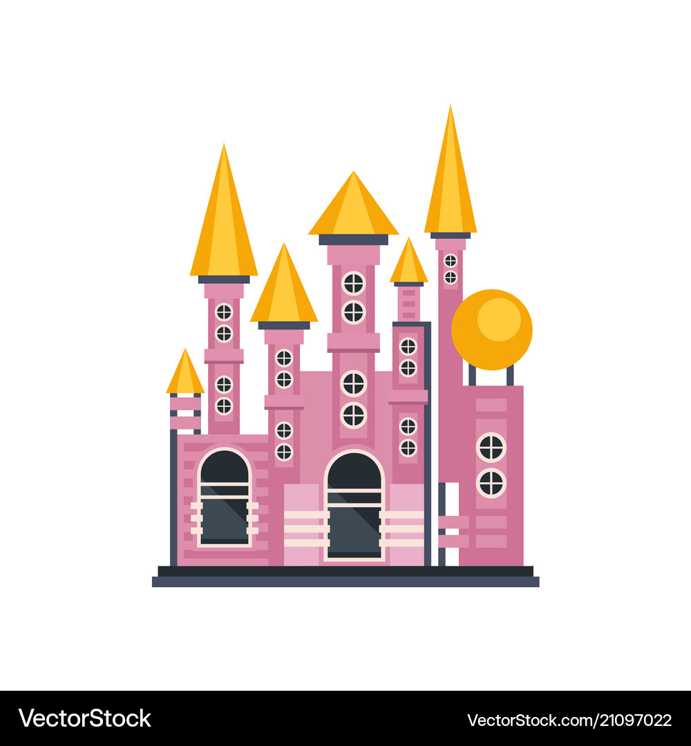 Pink fairytale princess castle Royalty Free Vector Image