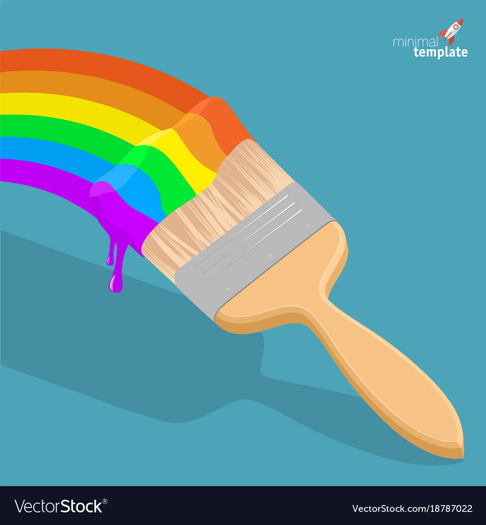 Raibow brush with rainbow paint Royalty Free Vector Image