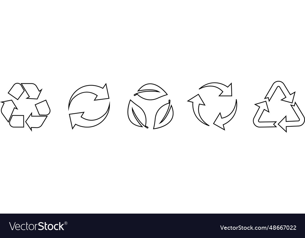Recycle black line icons set isolated on Vector Image
