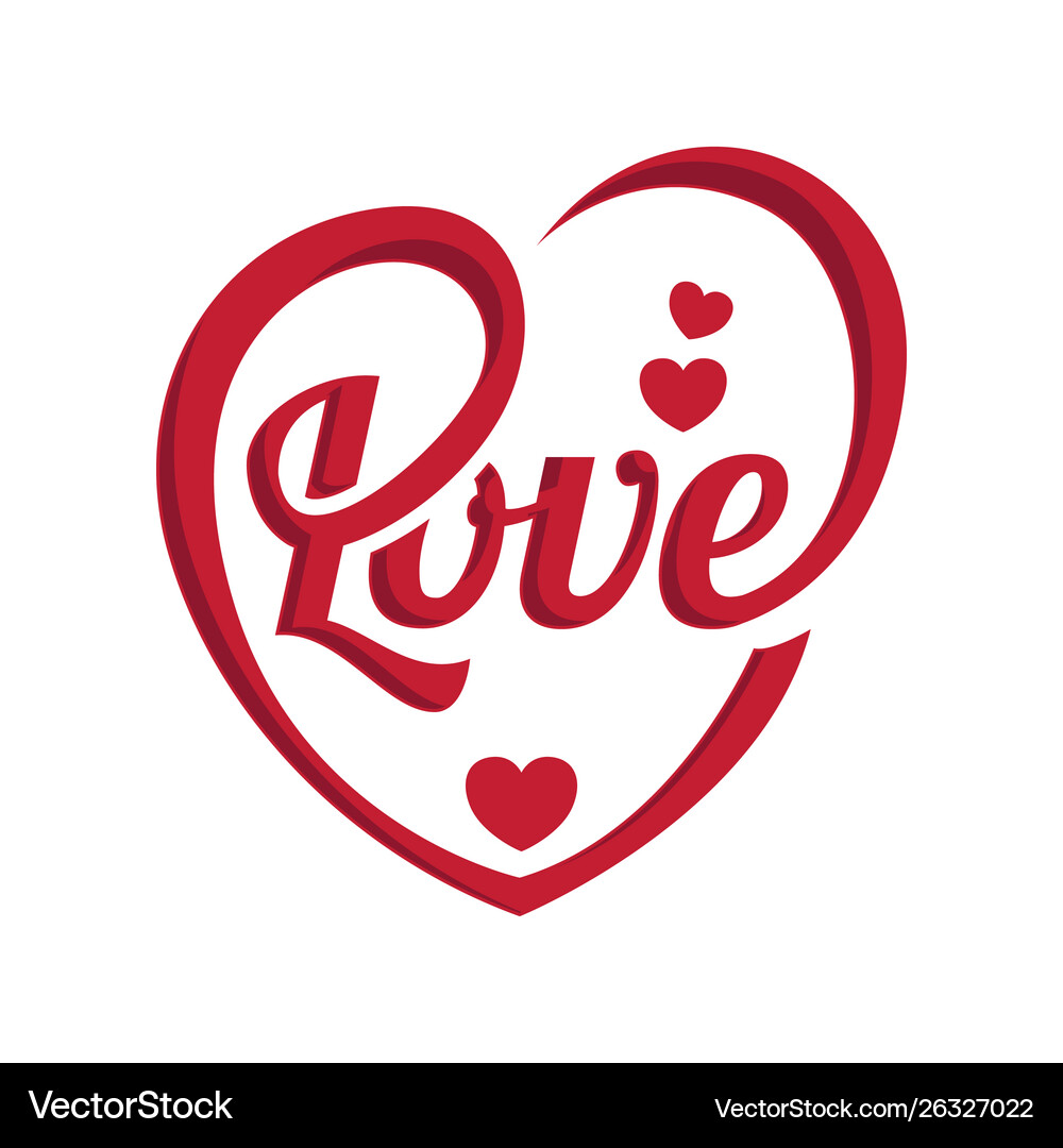 Red love calligraphy lettering word with th Vector Image