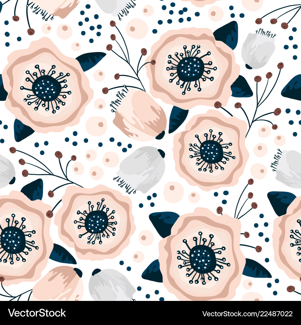 Seamless pattern with flowers in pastel colors Vector Image