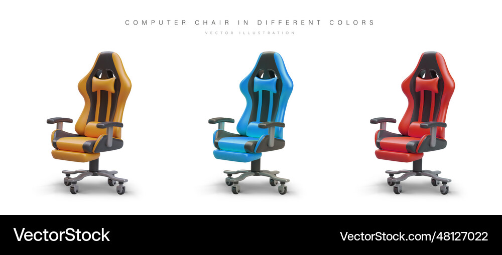 Set of realistic computer chairs of different Vector Image