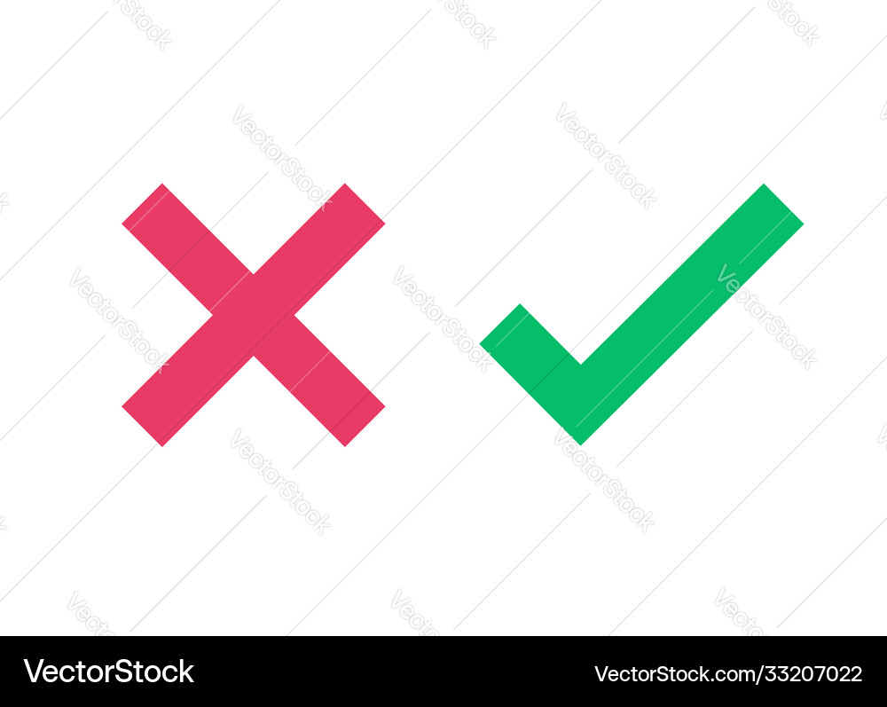 Yes no check box list icons flat isolated Vector Image