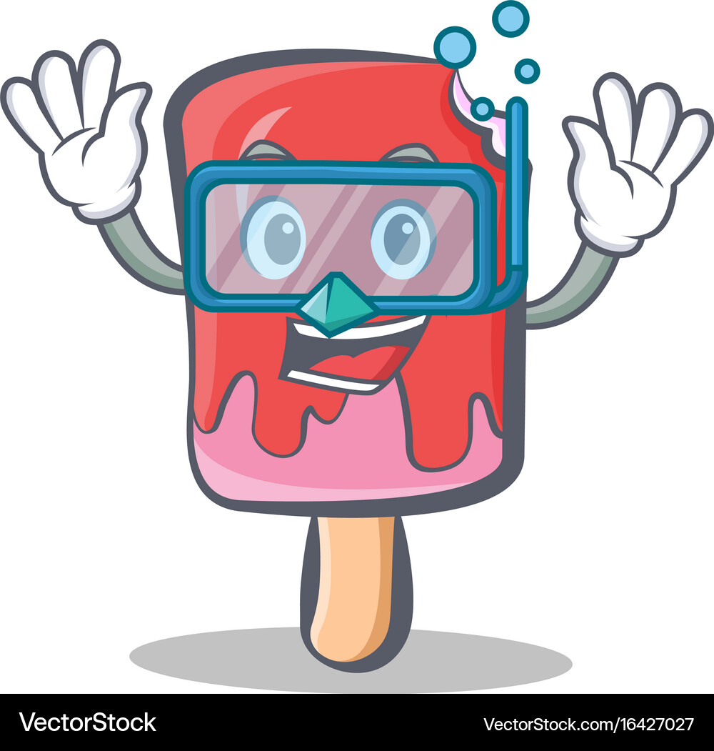 Diving ice cream character cartoon Royalty Free Vector Image