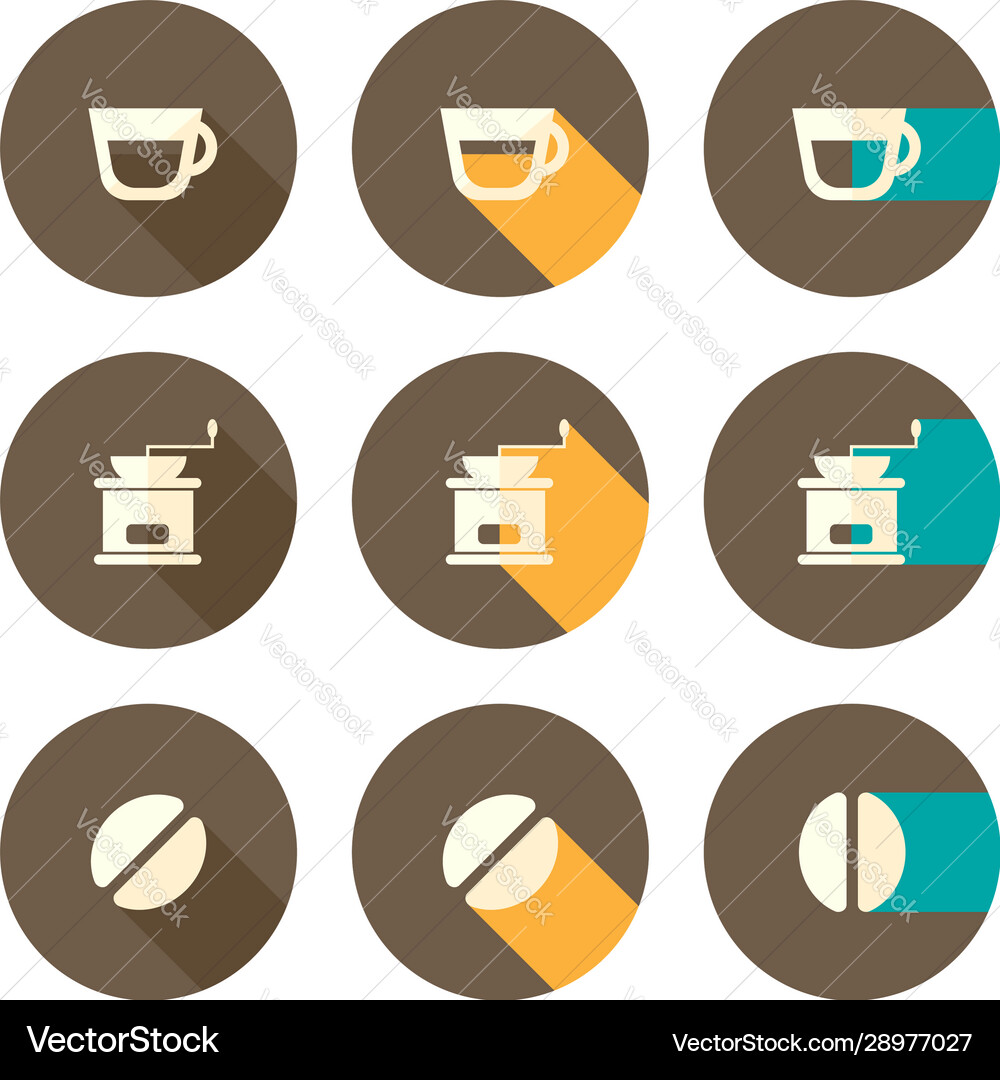 Flat design icons with theme coffee Royalty Free Vector