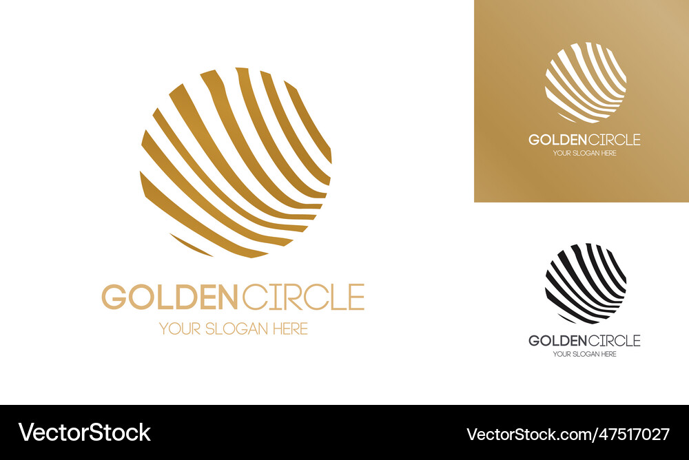 Golden circle logo abstract line style Royalty Free Vector