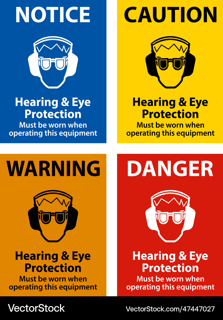 Hearing and eye protection sign on white Vector Image