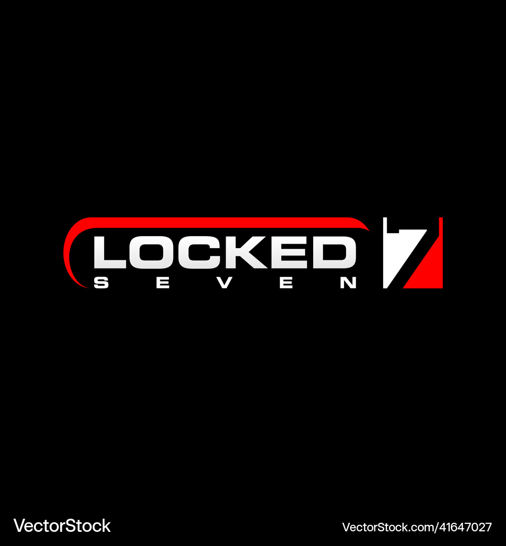 Letter or writing locked 7 with negarive space Vector Image