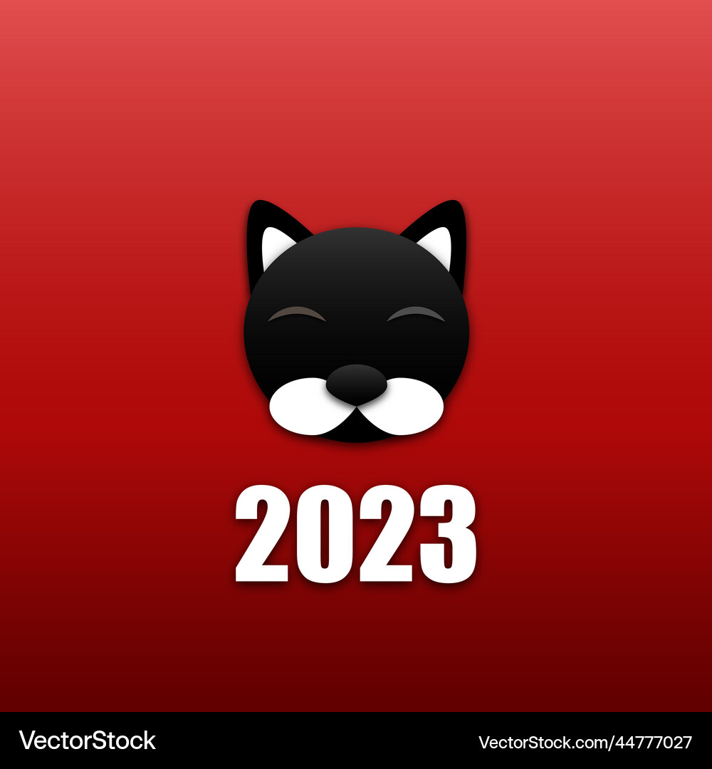 Muzzle of a black cat new year 2023 Royalty Free Vector