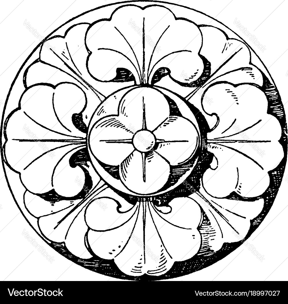 Romanesque boss rosette is a 13th century design Vector Image