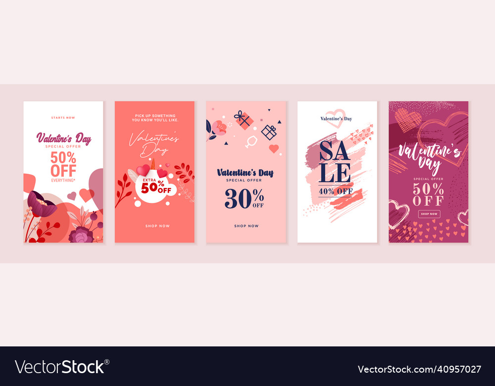 Set of valentines day social media banners Vector Image