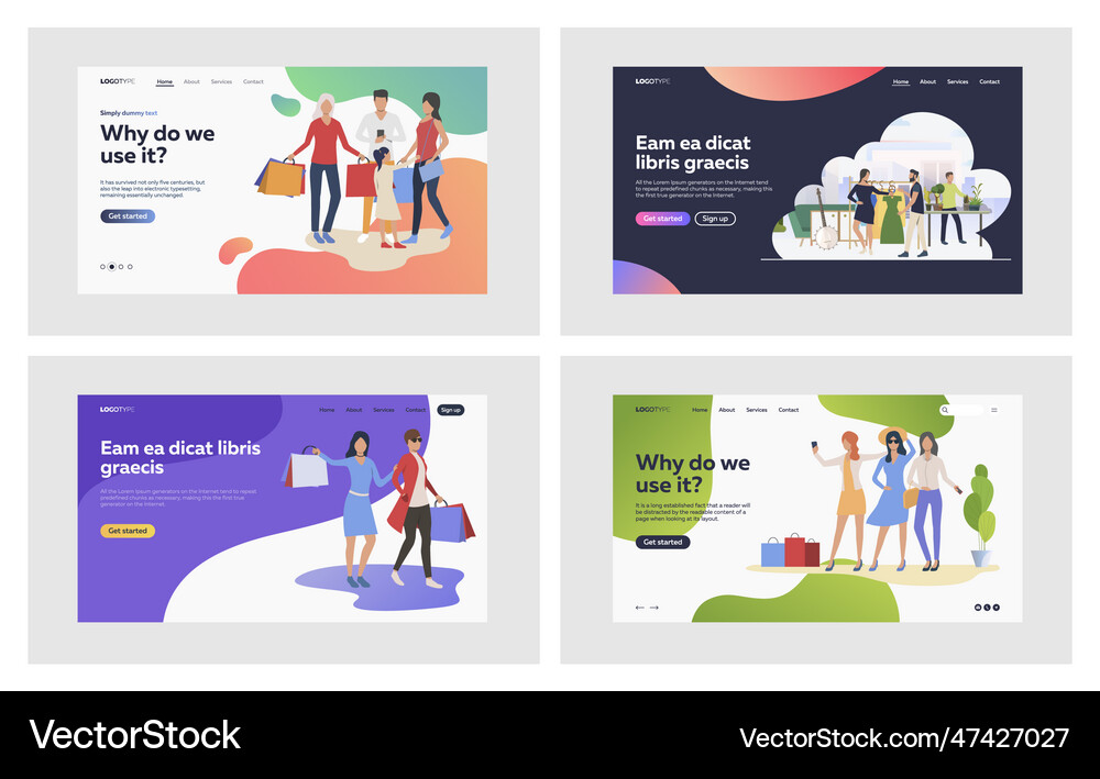 Shopping women set Royalty Free Vector Image - VectorStock
