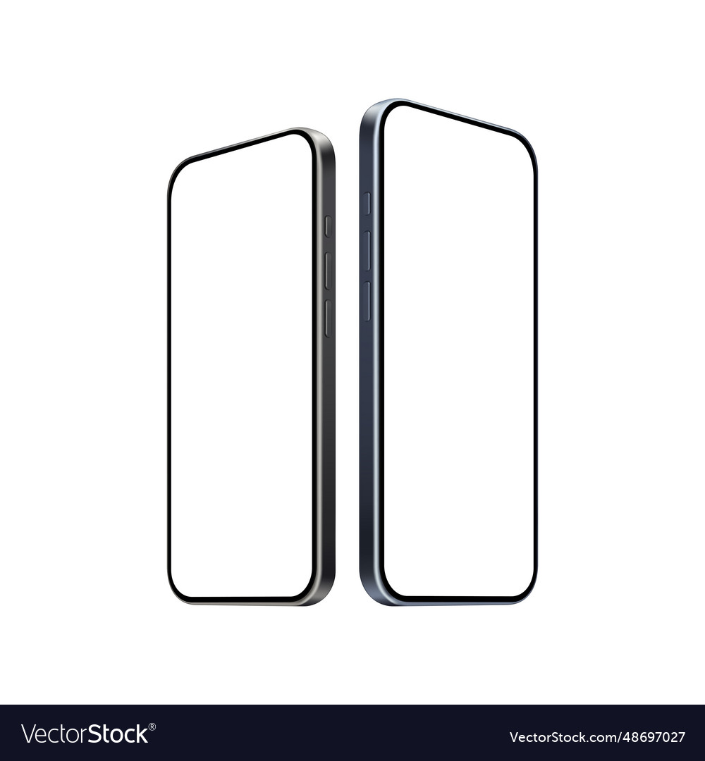 Smartphones with blank screens perspective side Vector Image
