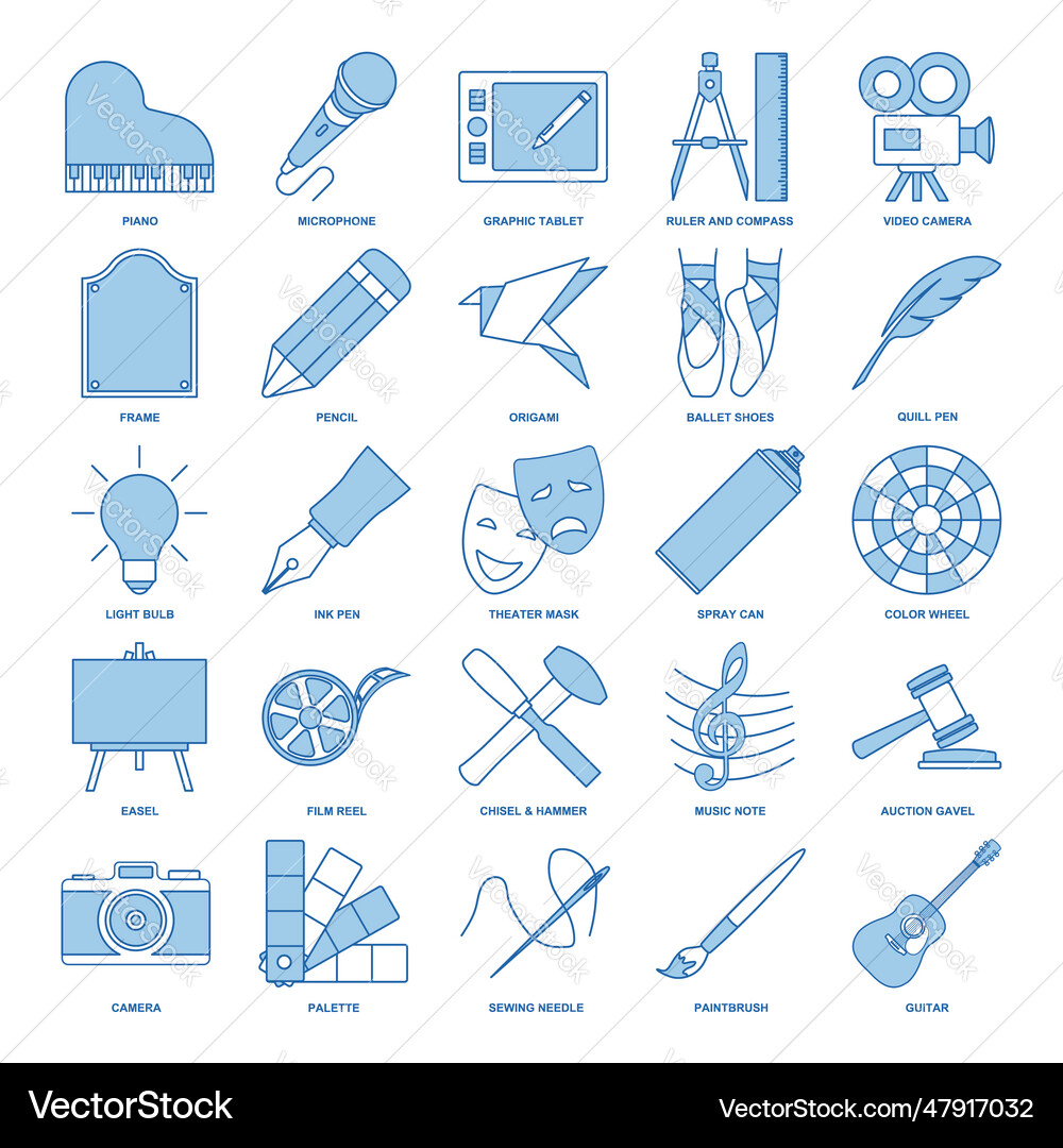Art icon set design and drawing symbols Royalty Free Vector