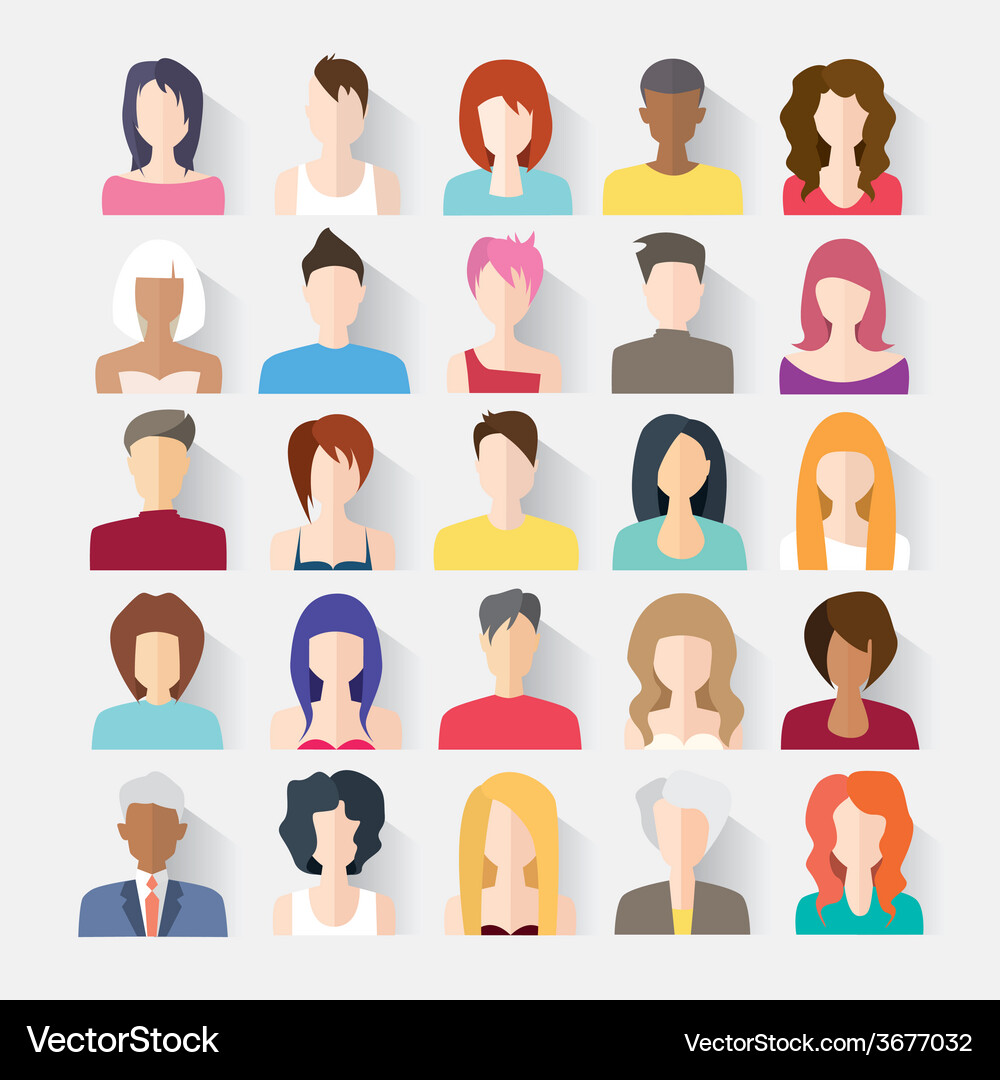 Big set avatars profile pictures flat icons Vector Image