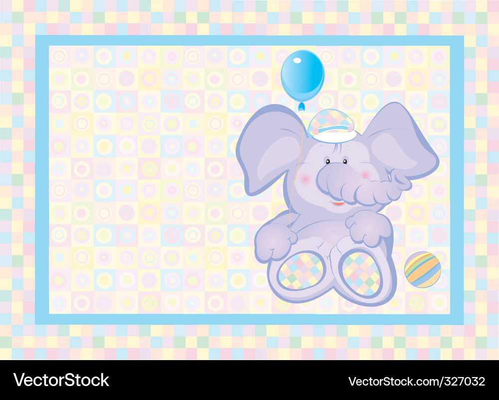 Card of cute small elephant Royalty Free Vector Image