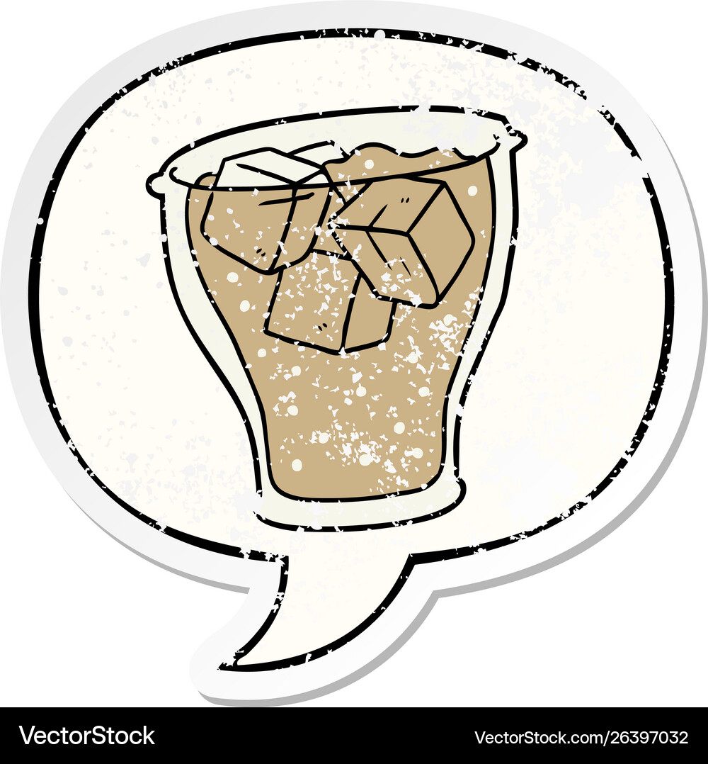 Cartoon glass cola and ice speech bubble Vector Image