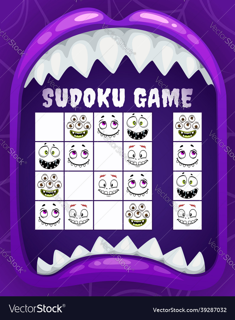 Children sudoku game puzzle of halloween Vector Image