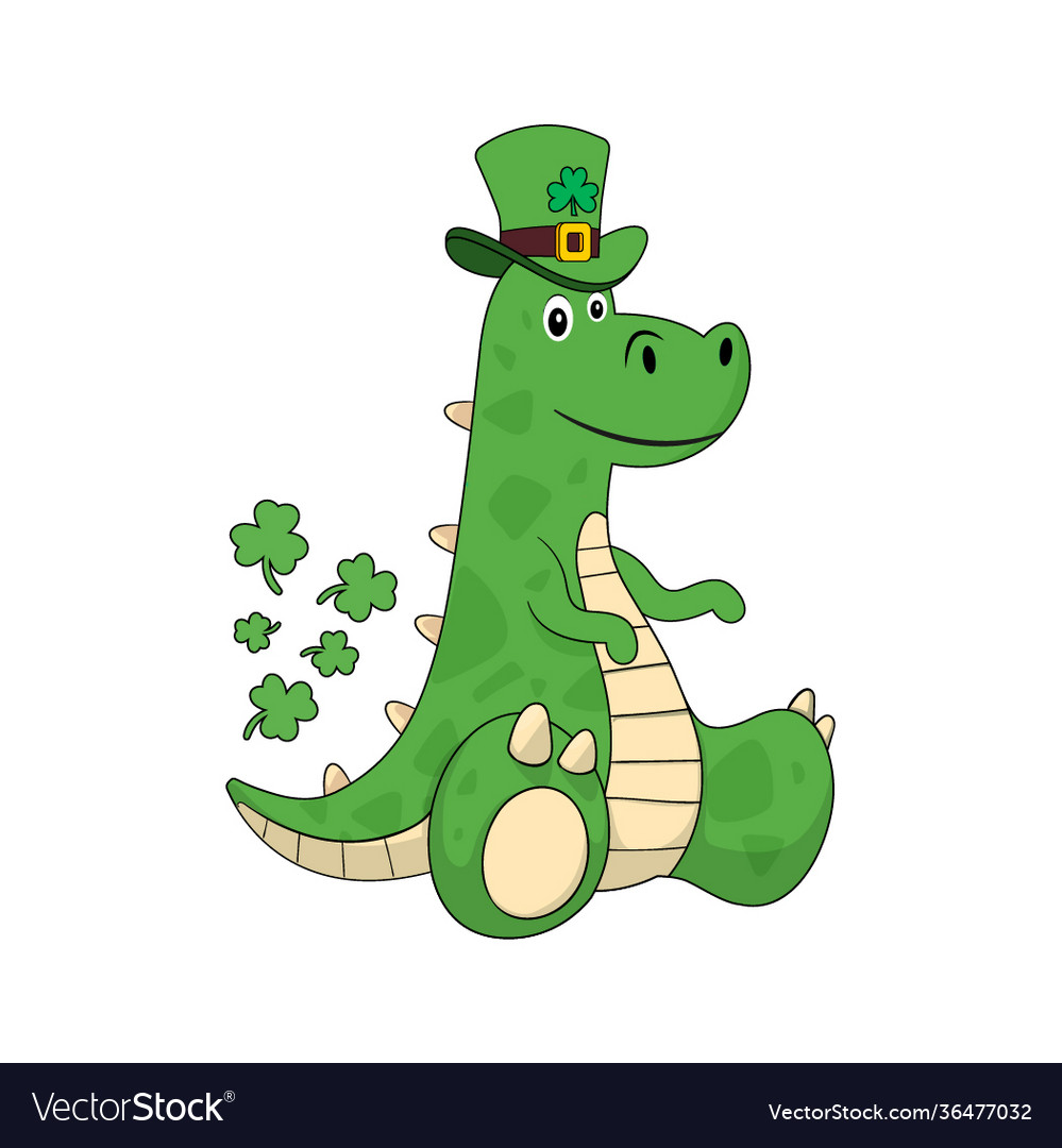 Dinosaur shamrock st patricks day-01 Royalty Free Vector