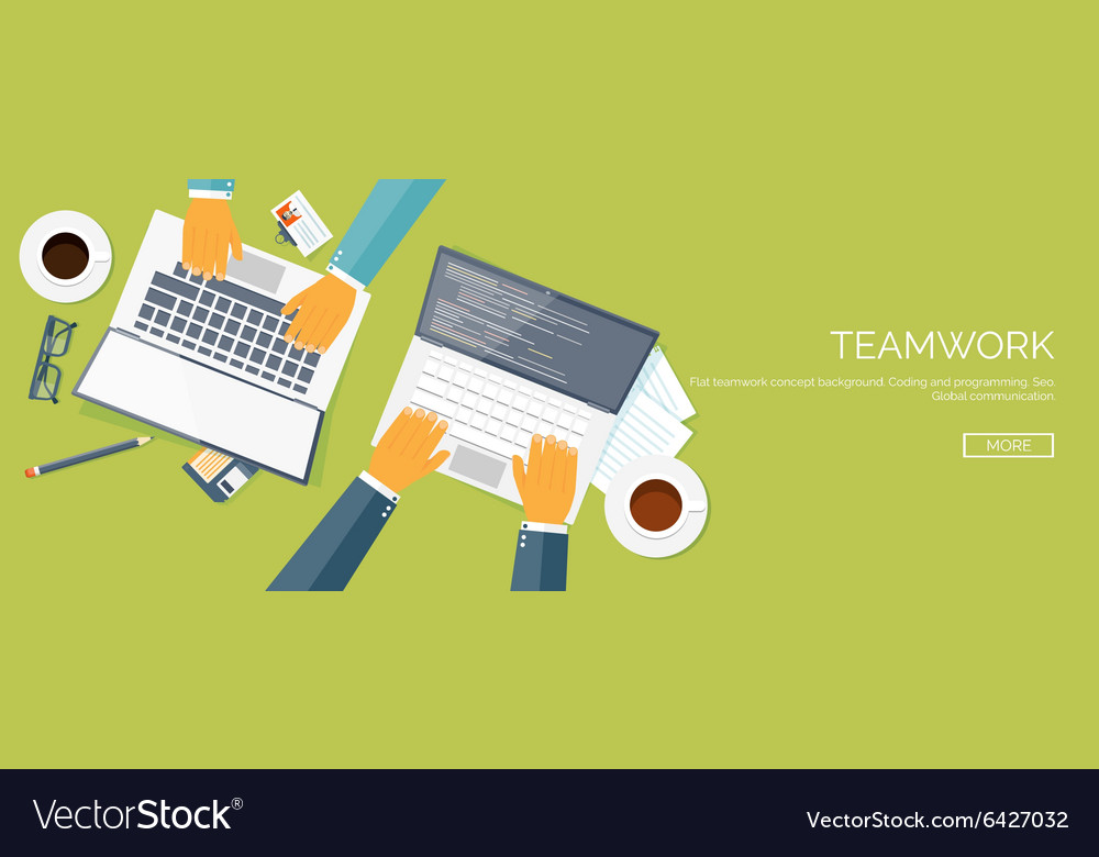 Flat header teamwork smart Royalty Free Vector Image