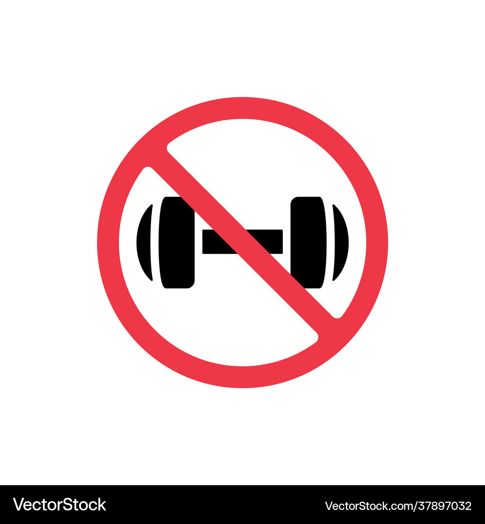 Forbidden dumbbell icon prohibited barbel sign Vector Image