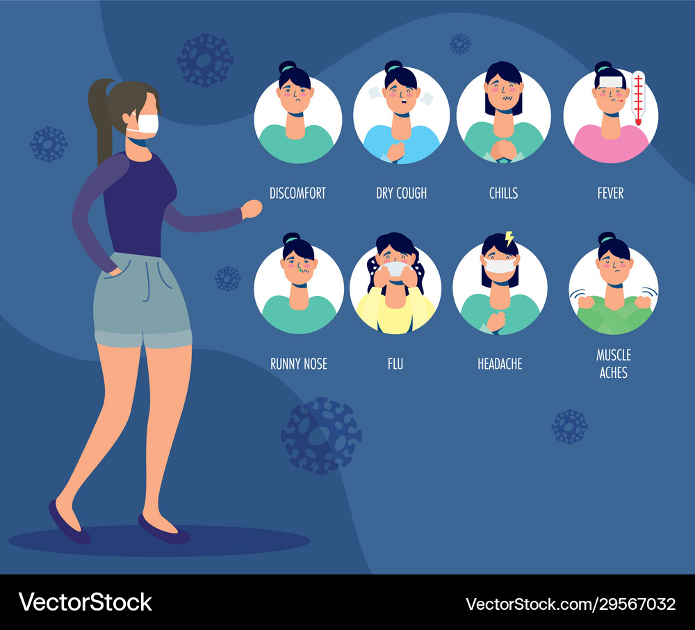 Group women with coronavirus symptoms Royalty Free Vector