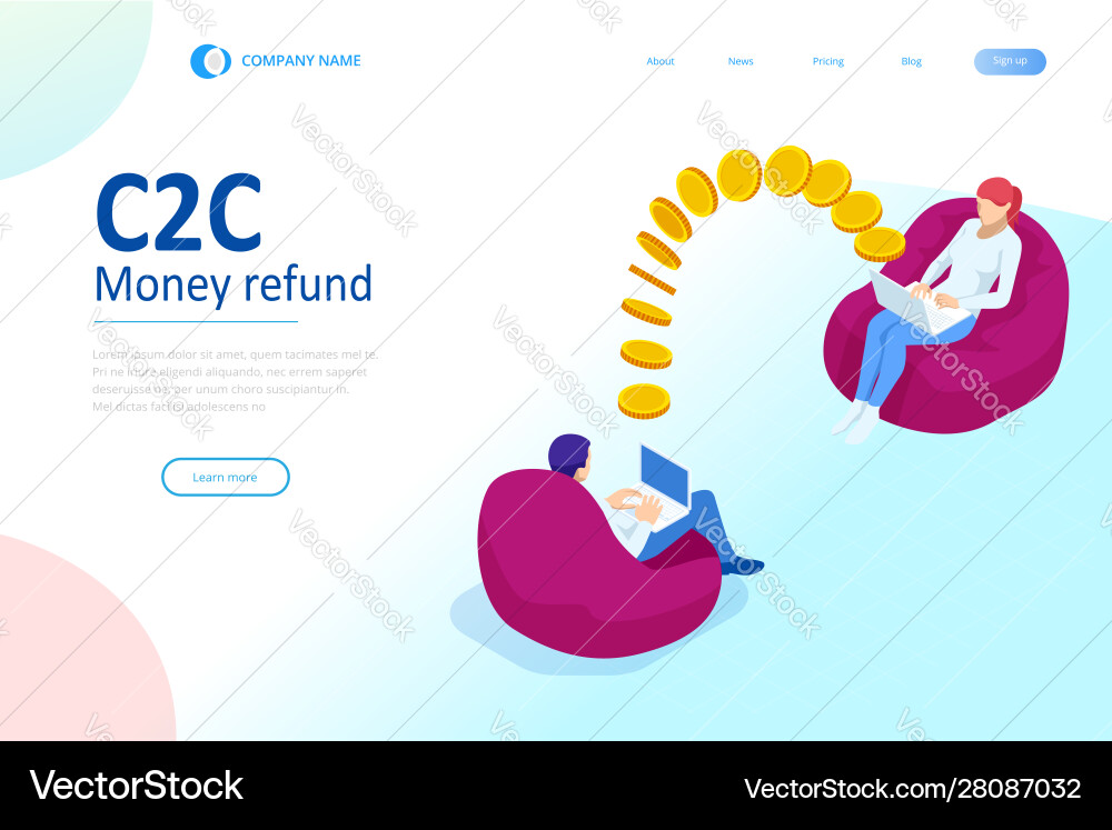 Isometric customer to customer c2c business Vector Image
