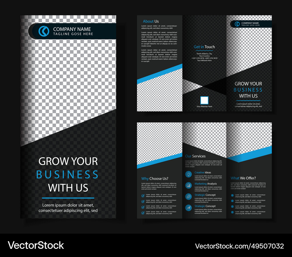 Professional corporate business tri-fold brochure Vector Image