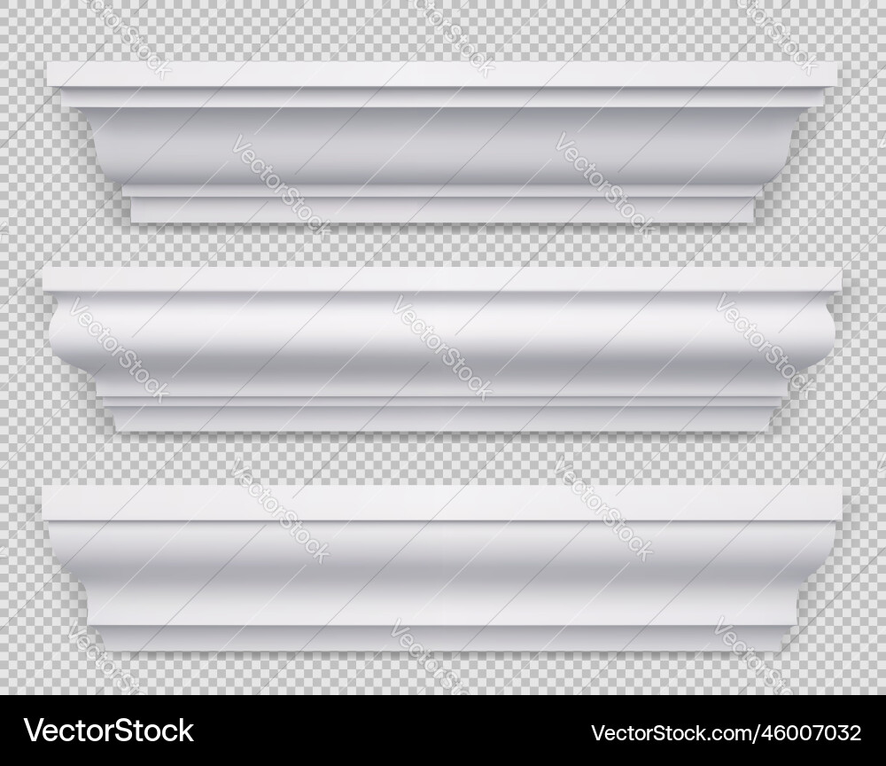 Realistic set of classic white baseboard molding Vector Image