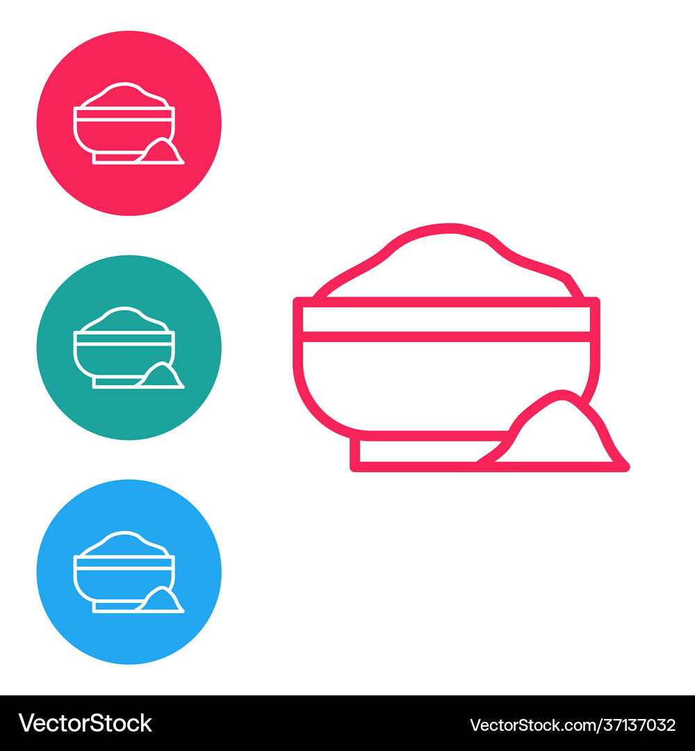 Red line flour bowl icon isolated on white Vector Image