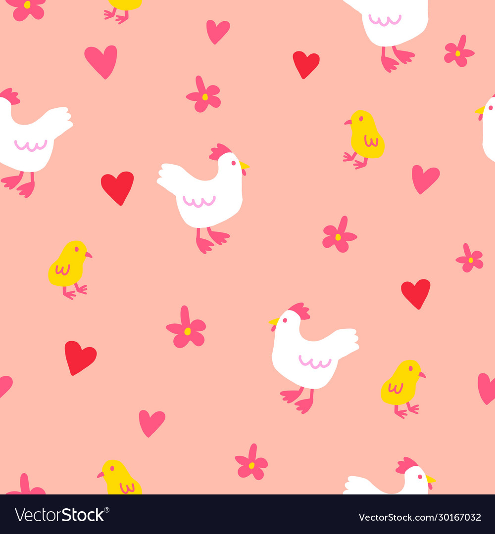 Seamless chicken chick pattern Royalty Free Vector Image