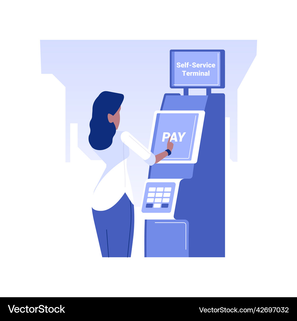 Self-service bank terminal isolated concept Vector Image
